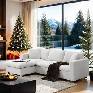 Contemporary Design 100.4*64.6" Sectional Sofa, L-shaped Couch Set with 2 Free pillows ...